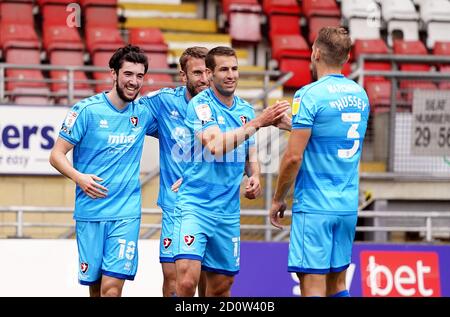 Cheltenham Town’s Finn Azaz celebrates scoring his side's second goal ...
