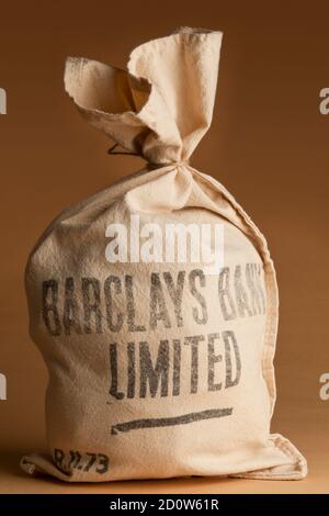 Barclays Bank Limited money bag Stock Photo - Alamy