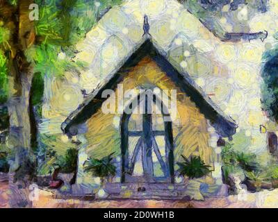 Gothic architecture in colorful Illustrations creates an impressionist ...
