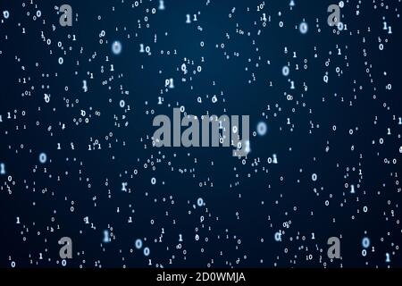 Binary coding numbers scatting on dark background, 3d rendering. Computer digital drawing Stock ...
