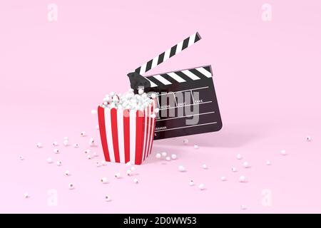 Scattered popcorn, sweet food, 3d rendering. Computer digital drawing ...