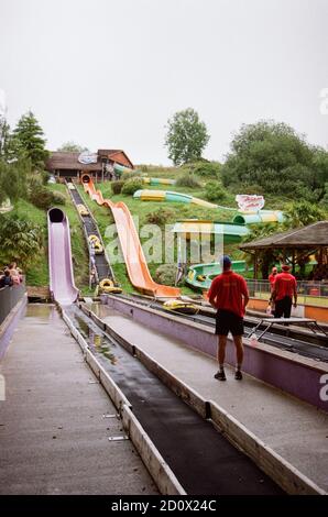 Water Slides at Woodlands Family Theme Park, Totnes, Devon, England ...