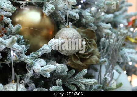 Christmas layers. Christmas decorations on the Christmas tree Stock ...