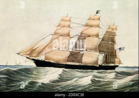 Clipper Ship 'Sovereign of the Seas' E Brown Jr del N Currier 1852 ...