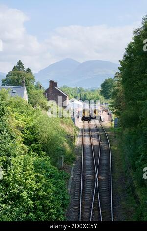 Dalmally train station in Scottish village in west Argyll view from ...
