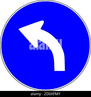 Turn Left ahead blue road sign Stock Photo - Alamy