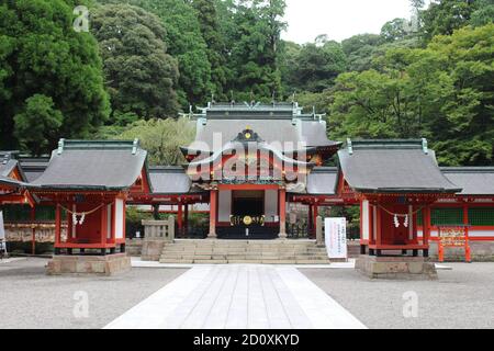 Main temple of Kirishima Jingu Shrine in Kagoshima. Taken in August ...