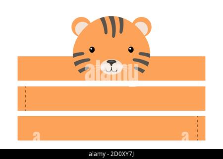Printable tiger paper crown. Fun accessory for entertainment. Diy cut ...