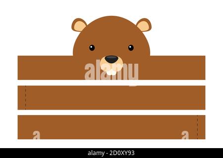 Printable beaver paper crown. Party headband die cut template for ...