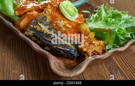Coo-Coo and Flying Fish, national dish of Barbados, cornmeal and okra ...