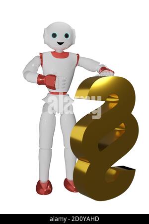 3d rendering golden cute robot or artificial intelligence robot with ...