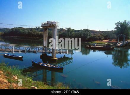 Car ferry over river Ebro. Flix, Tarragona province, Catalonia, Spain ...