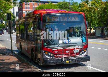 Manchester Transit Authority MTA public bus Route #11 at terminal ...