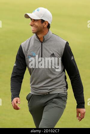 England's Aaron Rai on the 18th green during day four of The 153rd Open ...