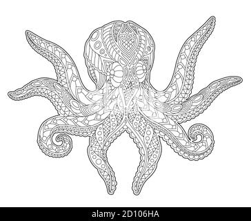 Marine background. Coloring book or Coloring page for kids. Seal vector ...