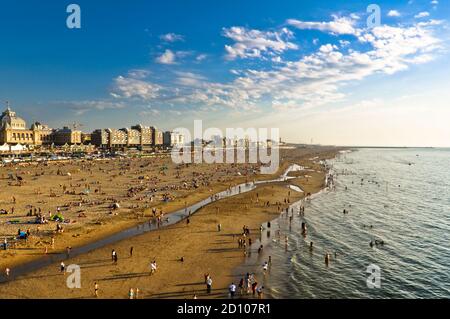 Scheveningen Beach in The Hague at sunset on a beautiful summer evening ...