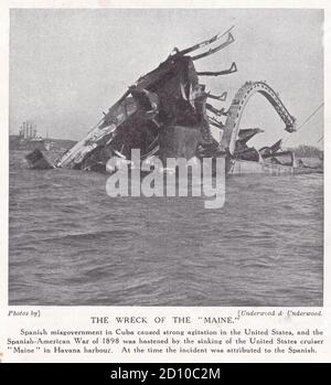 The Spanish American War. Wreck of the U.S.S. Maine in Havana Harbor ...