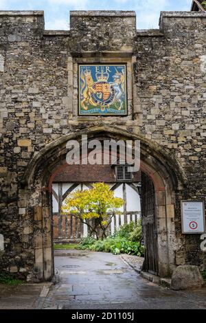 Priory Gate entrance to Winchester Cathedral Stock Photo - Alamy