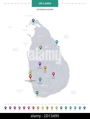 Location of Sri Lanka on the world map, marked with Sri Lanka flag pin ...