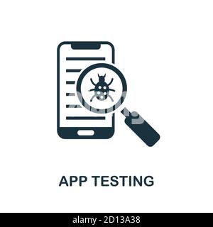 App testing icon. Monochrome simple sign from app development ...