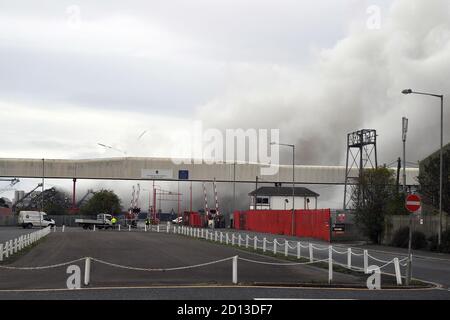 The entrance to Avonmouth Docks, where a fire in a scrap metal pile has ...