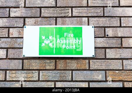 Fire assembly point sign Stock Photo - Alamy