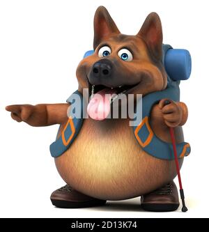 Fun backpacker german shepherd dog cartoon character Stock Photo - Alamy