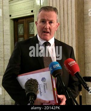 Finance Minister Conor Murphy speaking at a press conference at ...