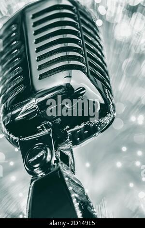 old vintage microphone with optical fibers Stock Photo - Alamy