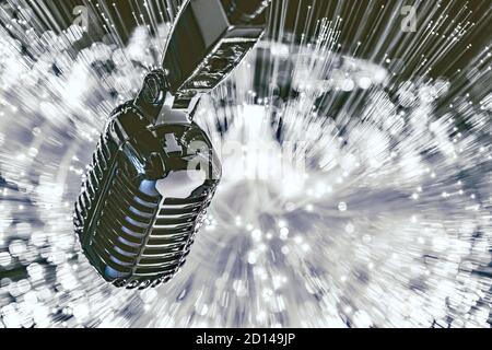 old vintage microphone with optical fibers Stock Photo - Alamy