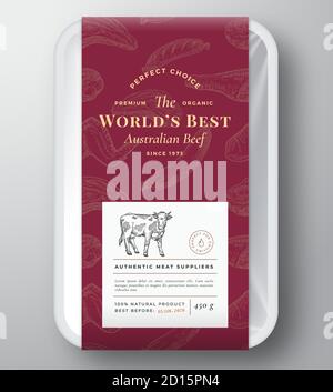Worlds Best Beef Abstract Vector Craft Paper Vintage Cover Layout. Premium Meat Packaging Design ...