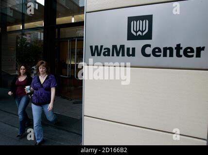 Washington Mutual Bank corporate headquarters building window lights ...