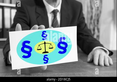 Businessman showing an index card with right direction concept Stock ...