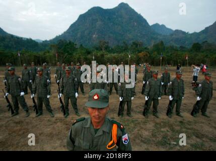 Karen National Union (KNU) soldiers seen relaxed during the ceremony ...