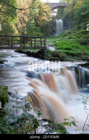 Ashgill Force waterfall and bridge, Alston, Cumbria, UK Stock Photo - Alamy
