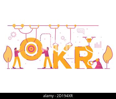 OKR objectives and key results illustration of management implementing ...