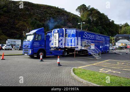 Mobile cinema truck, Tobermory, Isle of Mull, Argyll, West Coast of ...