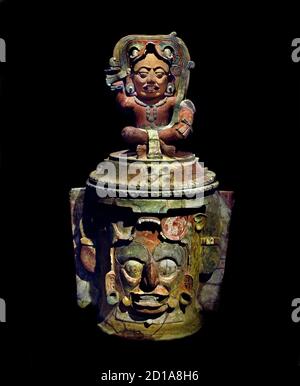 Maya urn Sun God Ahau Kinich 600 - 900 DC Mexico Guatemalan Guatemala ...