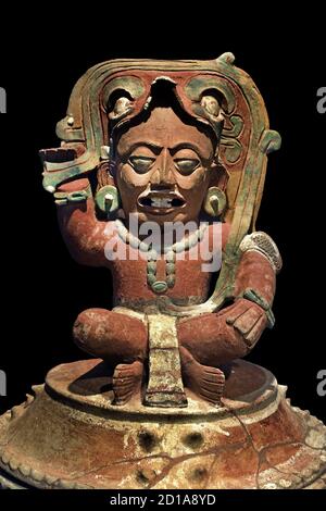 Maya urn Sun God Ahau Kinich 600 - 900 DC Mexico Guatemalan Guatemala ...