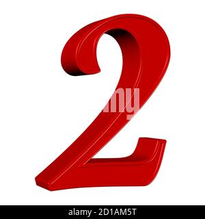Red digit two against white background Stock Photo - Alamy