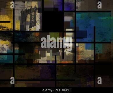 Oil paint. Manhattan Bridge. 3D rendering Stock Photo - Alamy