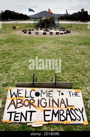 Aboriginal Tent Embassy in front of the Old Parliament House. Canberra ...