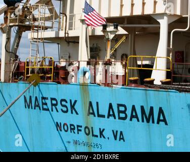 The merchant ship Maersk Alabama lifeboat on display in Fort Pierce ...