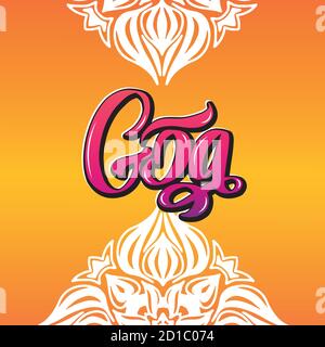 India Lettering, Vector typographic design isolated on white background ...