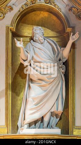 BOLOGNA, ITALY - JANUARY 30, 2020: The statue of prophet Isaiah in ...