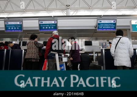 Cathay Pacific counters at Hong Kong International Airport. 29DEC22 ...