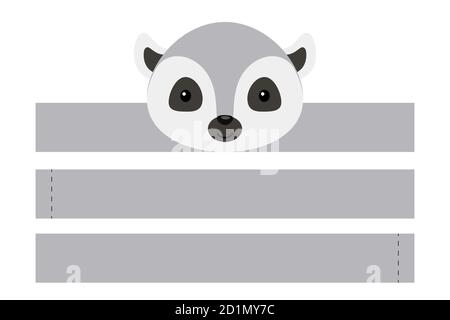 Printable lemur paper hat. Party die cut template for birthday ...