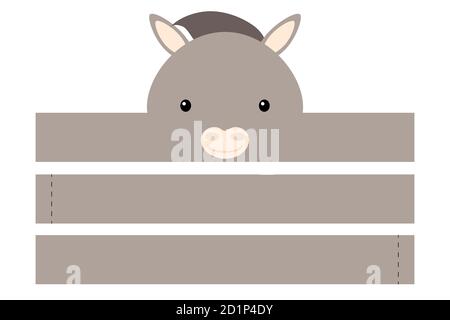 Printable donkey paper crown. Party headband die cut template for ...