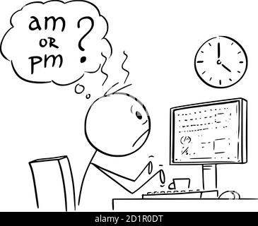 Day night work. Late office working, man woman overtime job. Flat tired ...