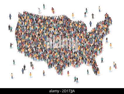 USA People Map. Population Growth Infographic Elements Stock Vector ...